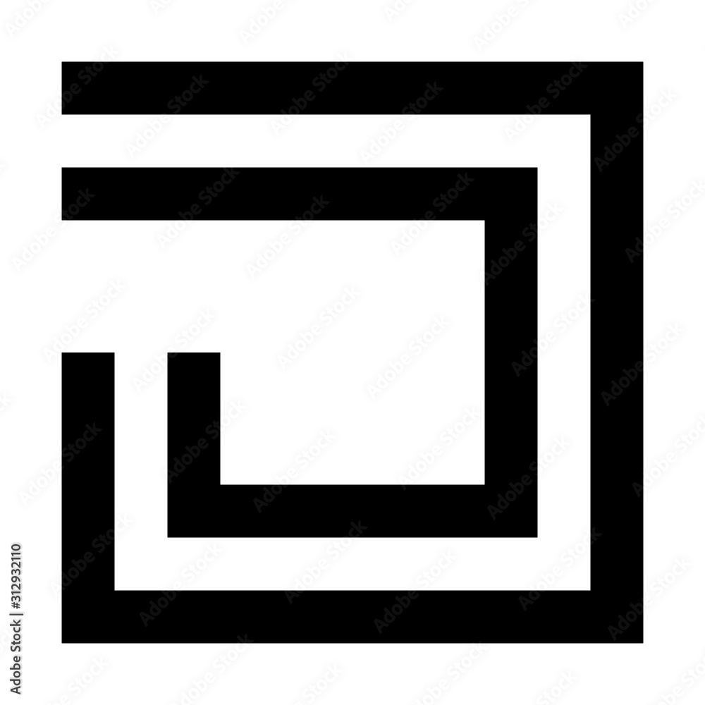 Letters and numbers - square outline font - black letter J - vector ...