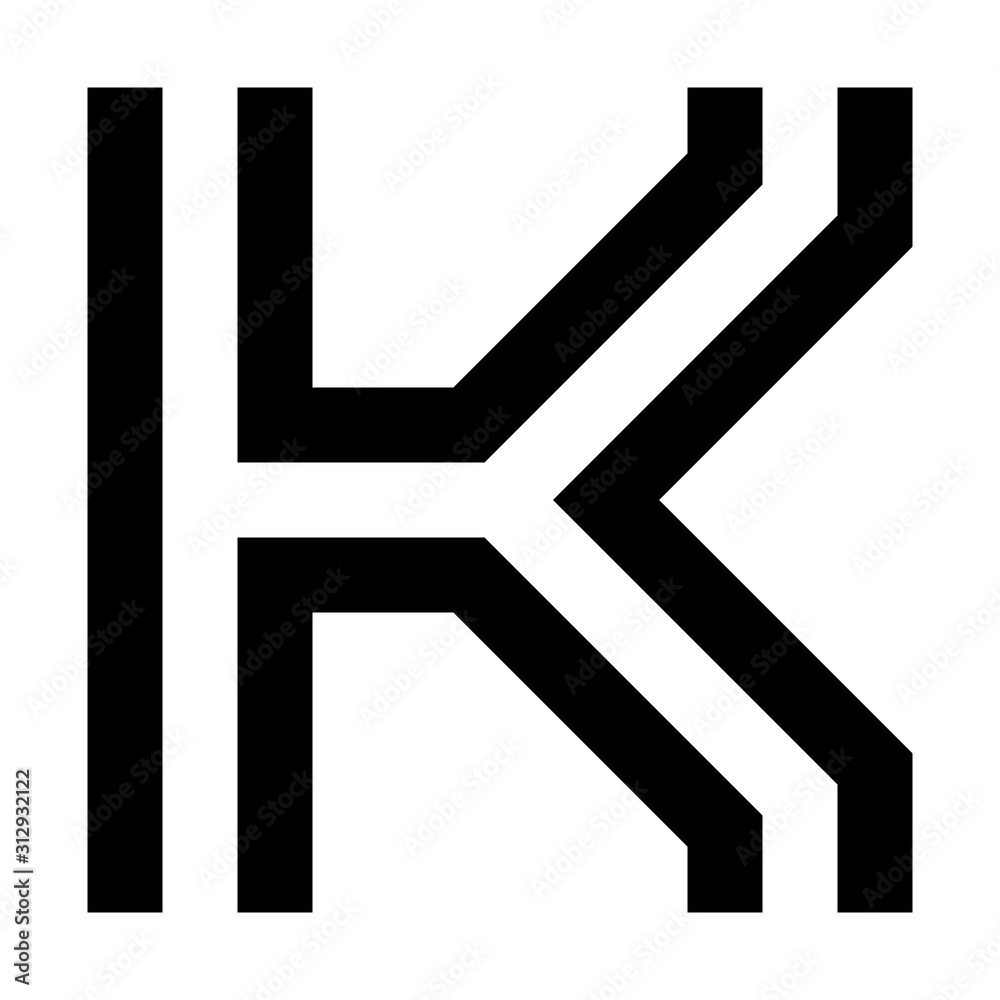 Letters and numbers - square outline font - black letter K - vector ...