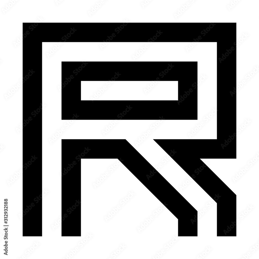 Letters and numbers - square outline font - black letter R - vector ...