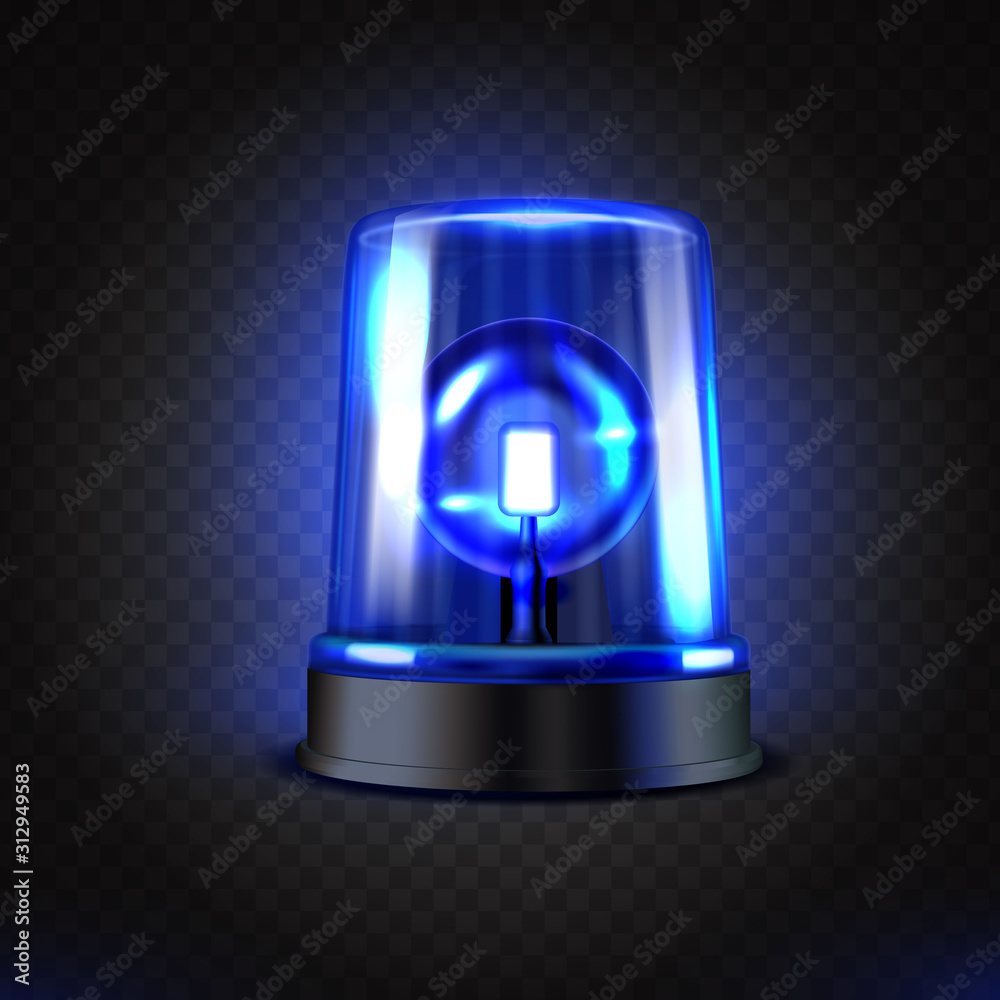 Realistic blue led flasher. Blue lights. Transparent beacon for ...