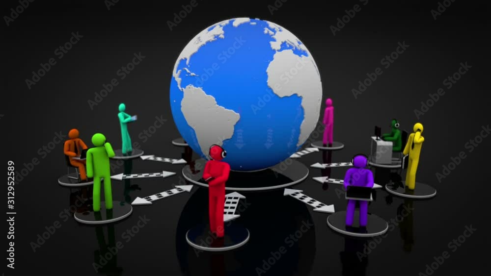 World Network. Multicolored. Animation representing the network concept ...