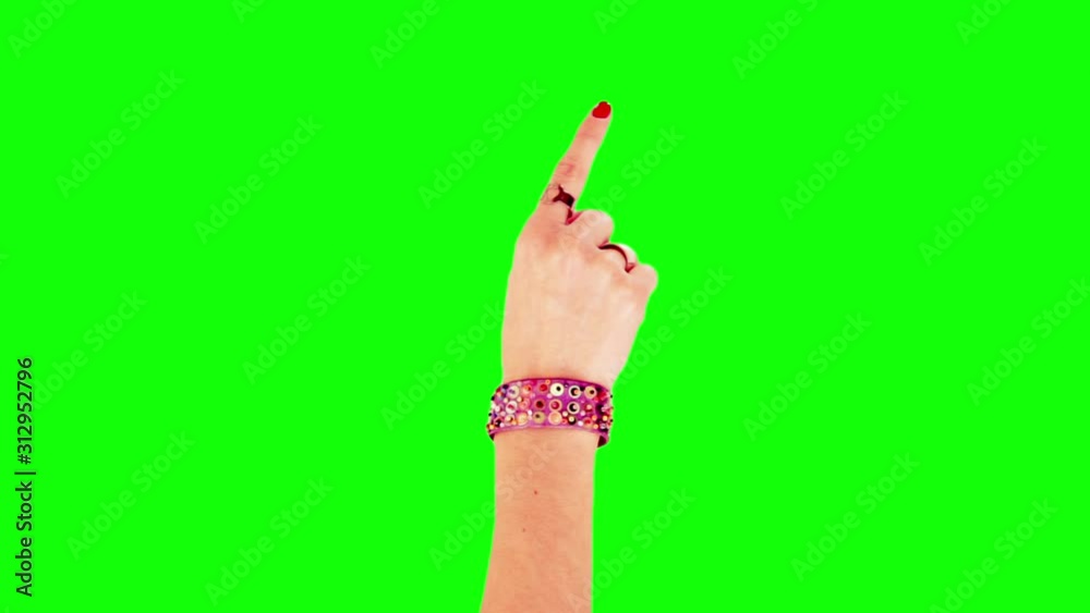 Young female hand. Touchscreen gestures. Set of 11 hand gestures ...