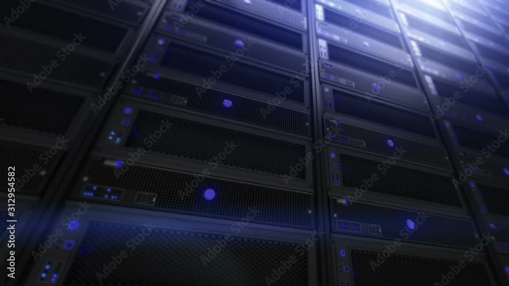 Computer servers, detail shot. Loopable. Blue. 3 videos in 1 file ...