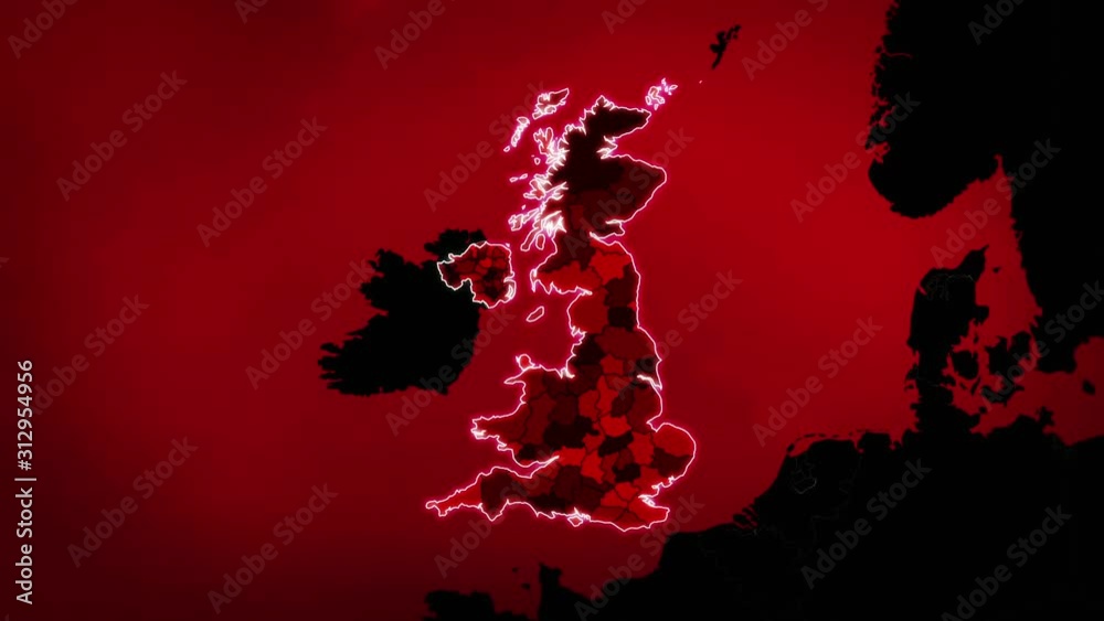 United Kingdom map with Administrative Units, Airports and Roads. Red ...