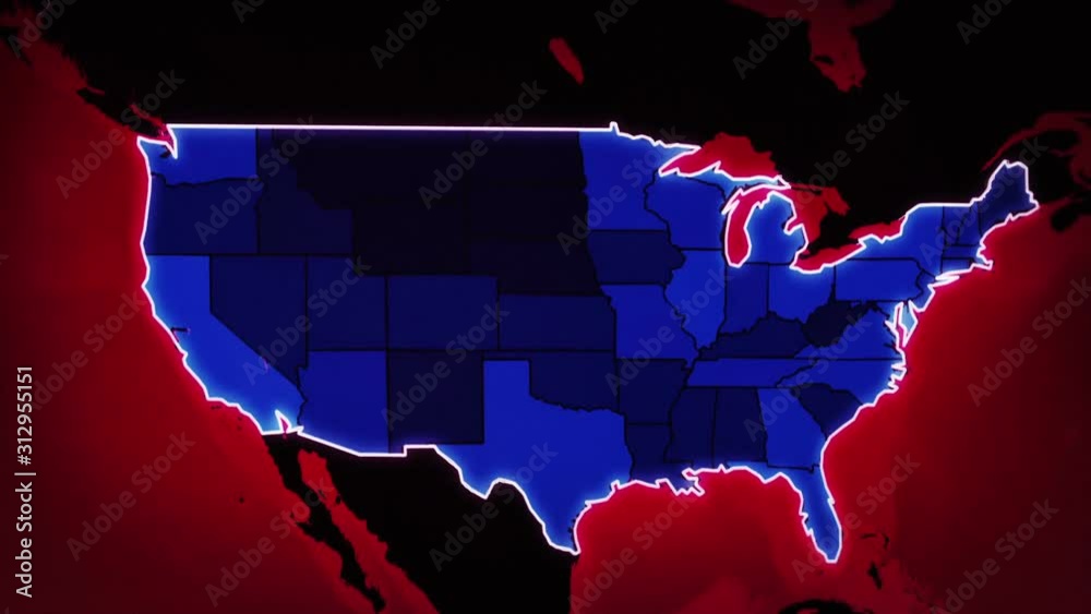 United States map with Airports, Roads and Railroads. Red-blue. Map ...