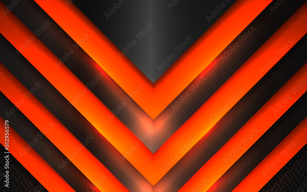 Abstract metallic orange and black shapes innovation technology ...