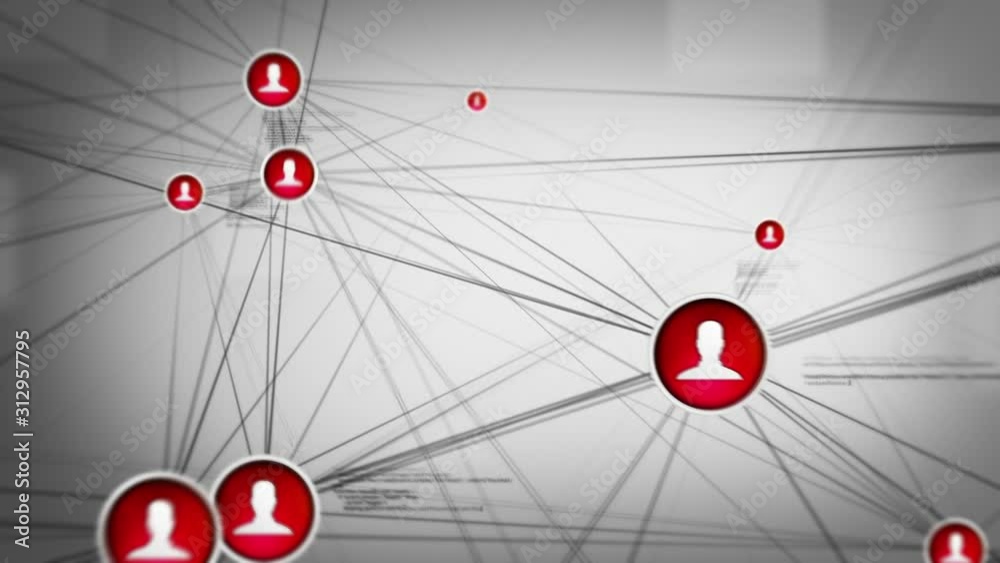 Growing social network with icons and data. 2 colors in 1 file. Gray ...
