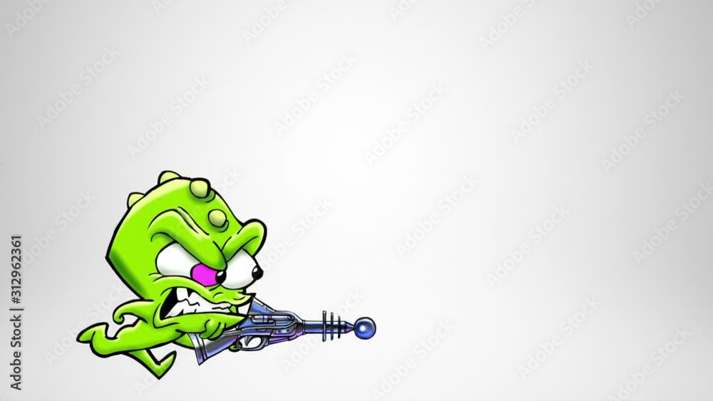 Monster shooting. 2 in 1. Loopable. Luma matte. Classic animated ...