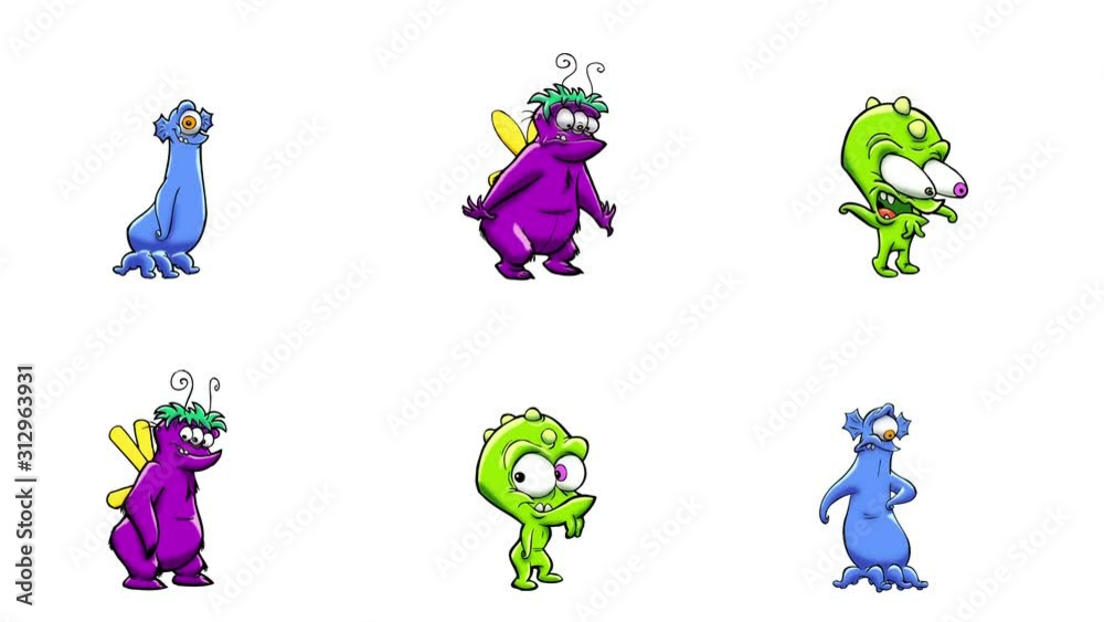 Monster crying. 6 in 1. Luma matte. Classic animated monster crying and ...