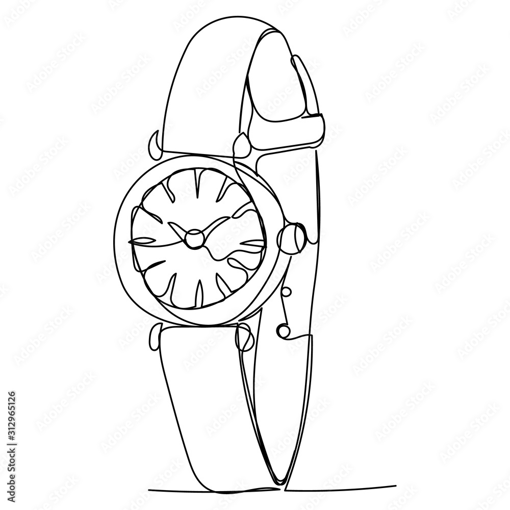 vector, isolated, single line drawing, wristwatch Stock Vector | Adobe ...