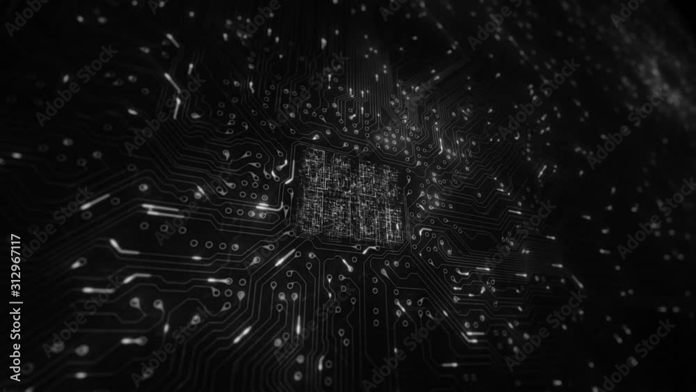Futuristic circuit board with moving electrons. Loopable. Technology ... Futuristic circuit board with moving electrons. Loopable. Technology ...