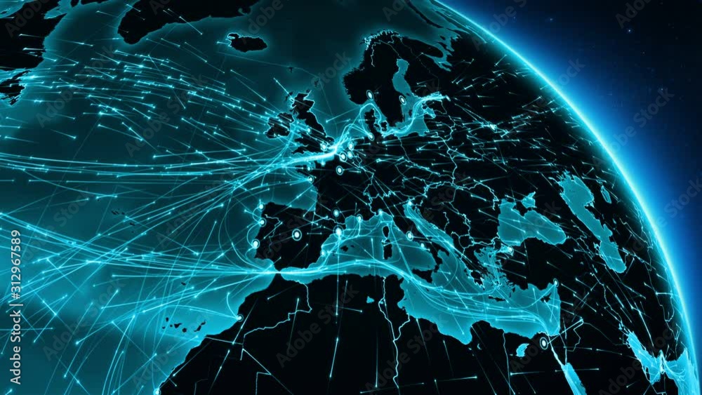 Earth connections. From Europe to North America. Aerial, maritime ...