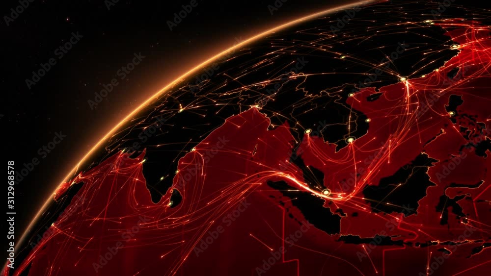 Vidéo Stock Earth connections. Asia-India. Animation of the Earth with ...