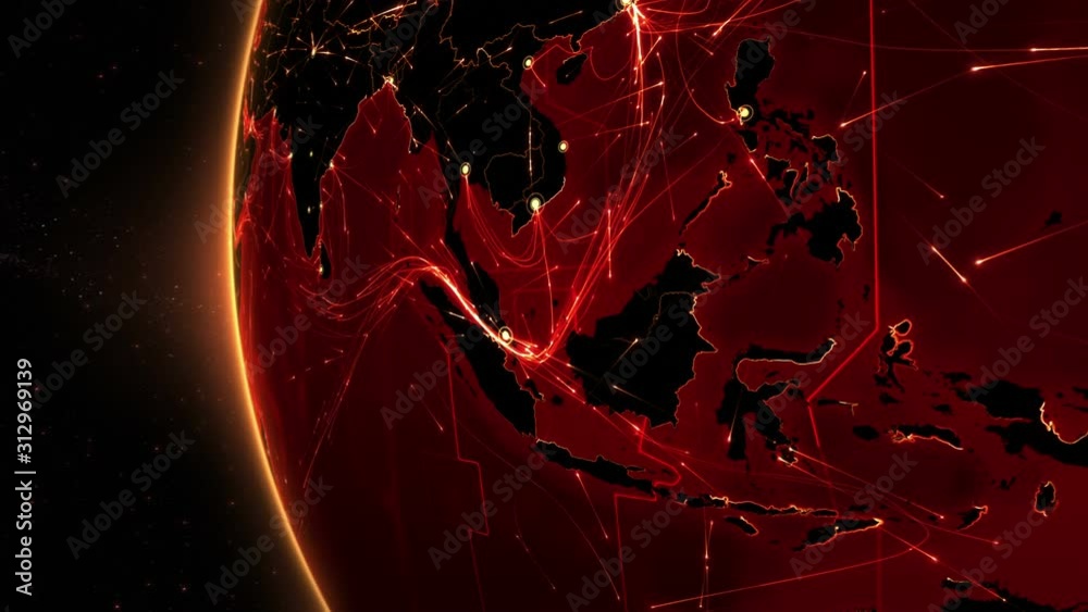 Earth connections. Asia. Aerial, maritime, ground routes and country ...