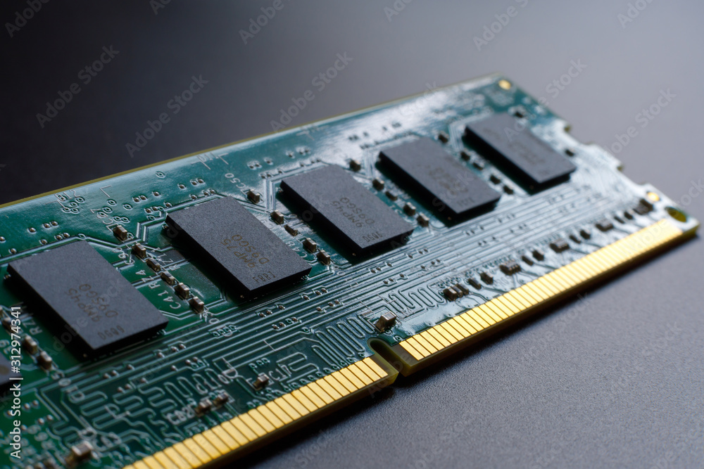 Computer RAM Random Access Memory modules are located diagonally on a ...