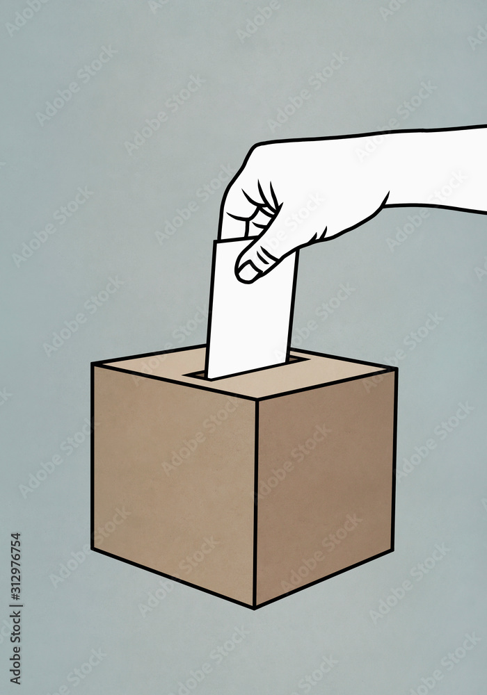 Hand placing ballot in box Stock Photo | Adobe Stock