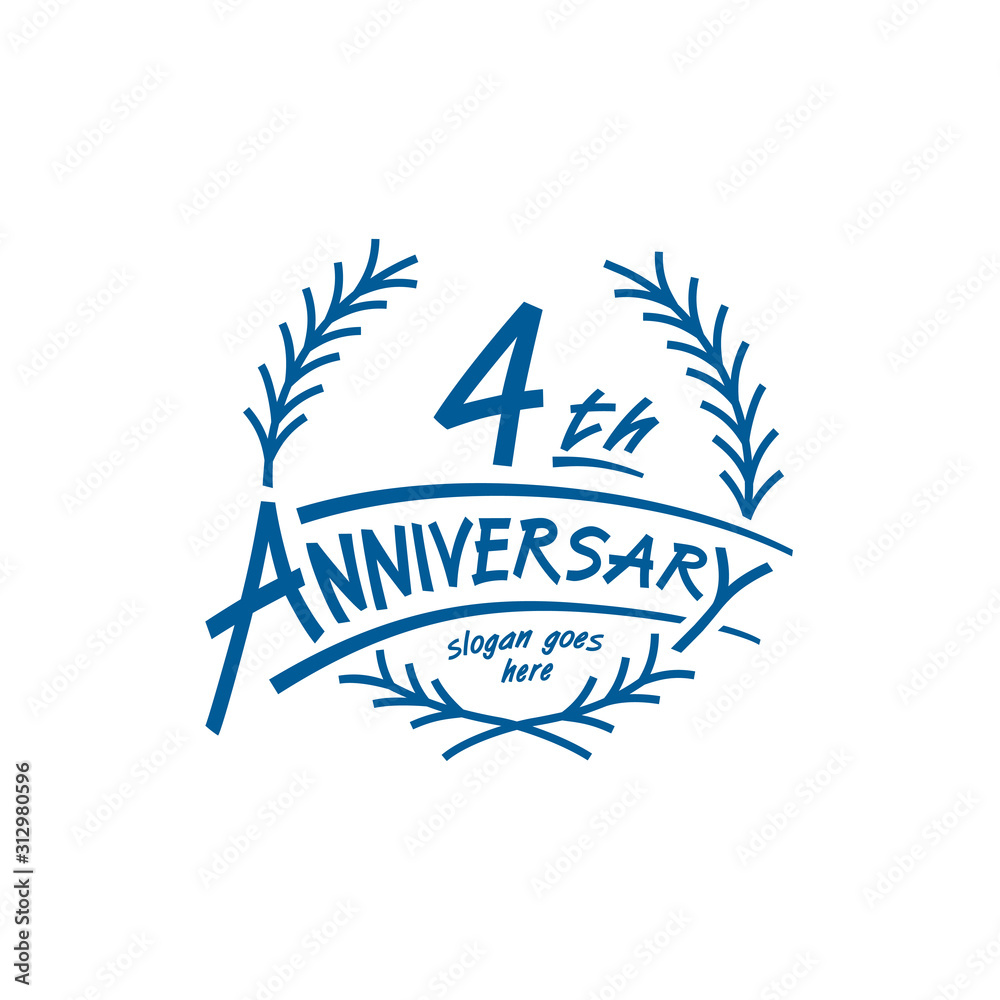 4 years design template. Fourth years logo. Vector and illustration ...