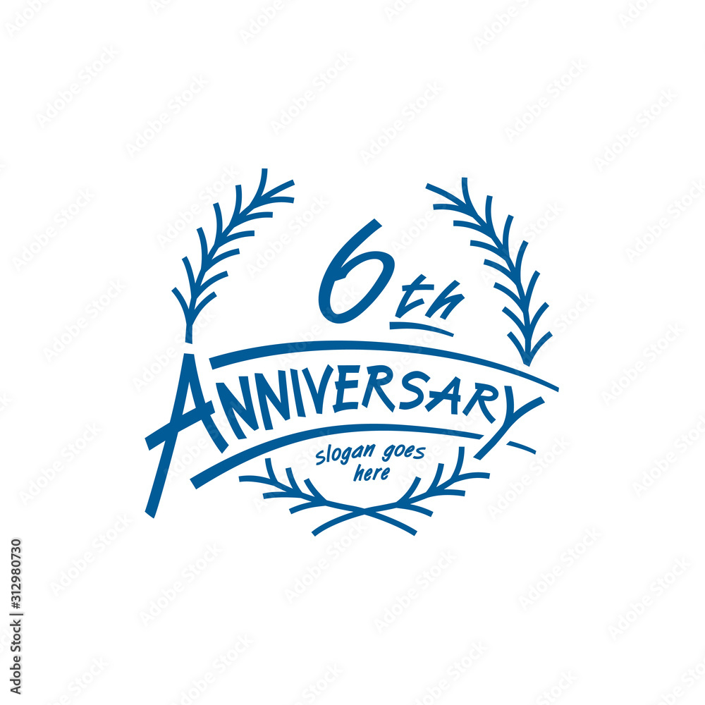 6 years design template. Sixth years logo. Vector and illustration ...
