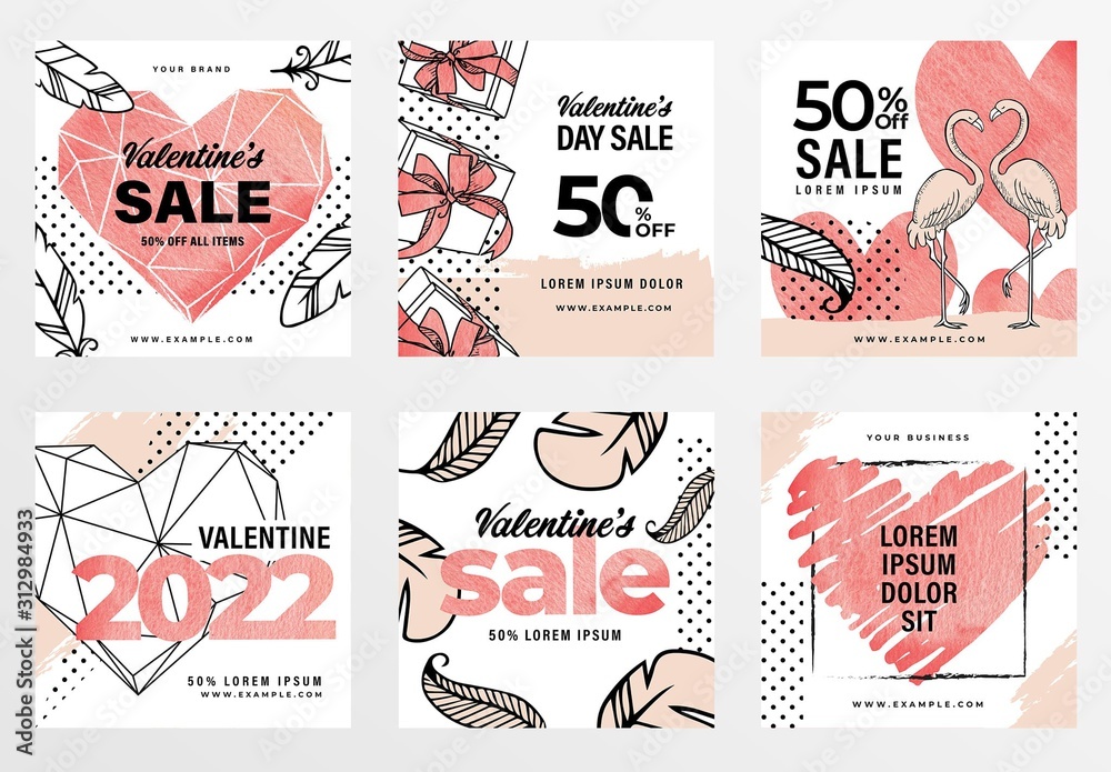 Rustic Valentine's Day Banner Layouts for Social Media Stock Template ...