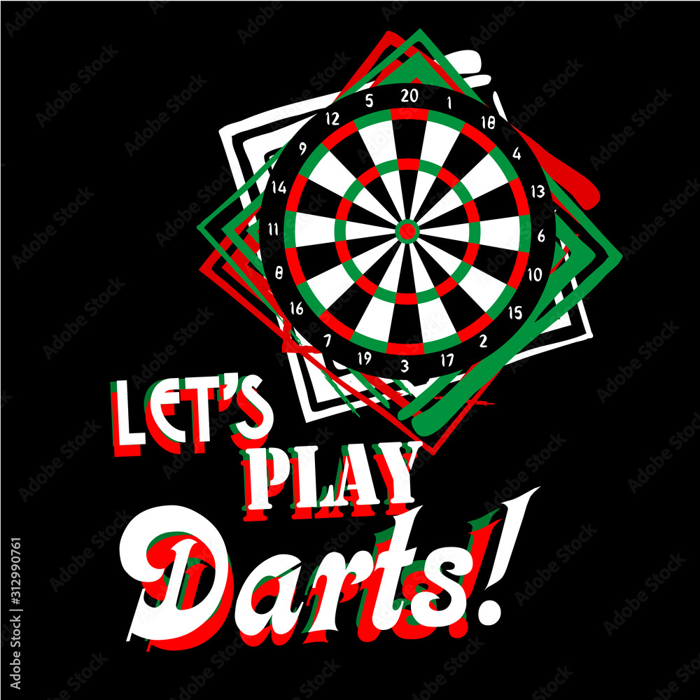 Abstract darts target with text lets play darts in vintage style on ...