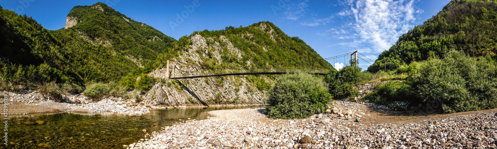 River Kiri near Prekal in Maranai Park in Albania with turquoise blue ...