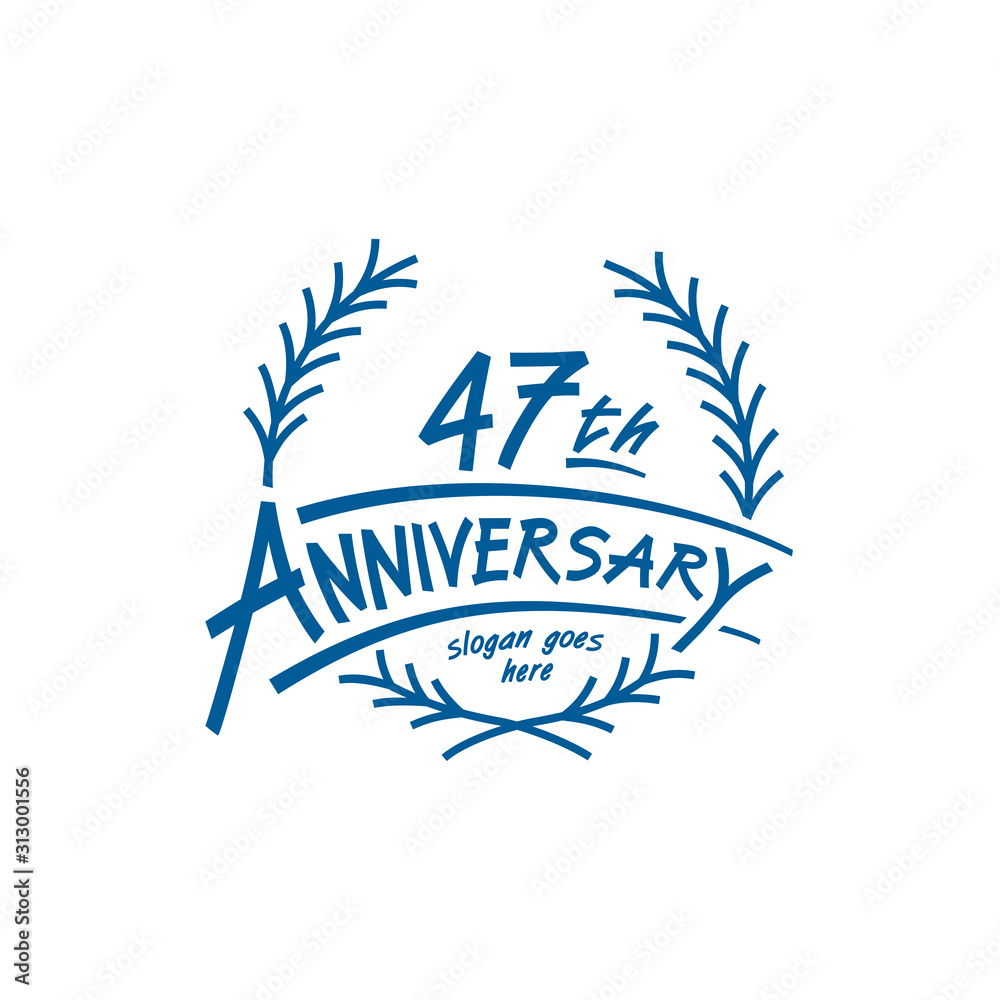 47 years design template. Forty seventh years logo. Vector and ...