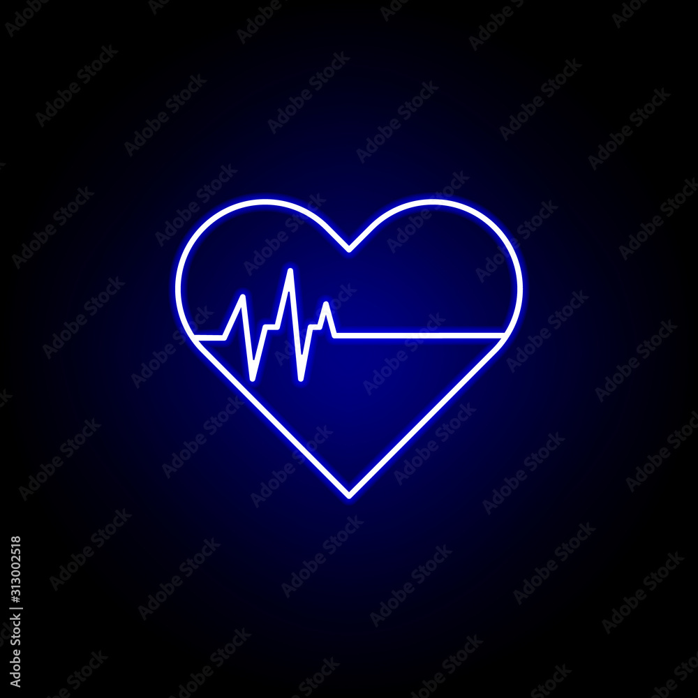 heart beat stops, death outline blue neon icon. detailed set of death ...