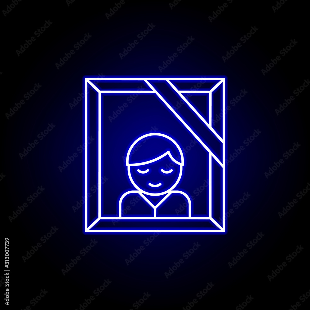 memory, photograph, death outline blue neon icon. detailed set of death ...