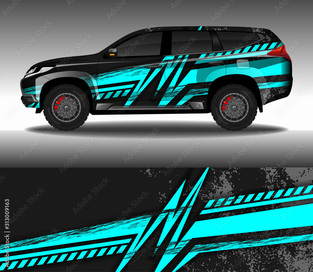Vetor de Wrap car decal design vector, custom livery race rally car ...
