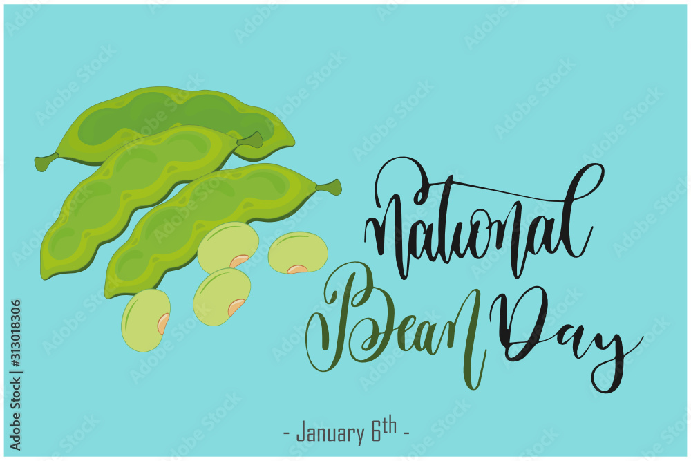 National Bean Day January 6 with beans and Hand Lettering text. Vector ...