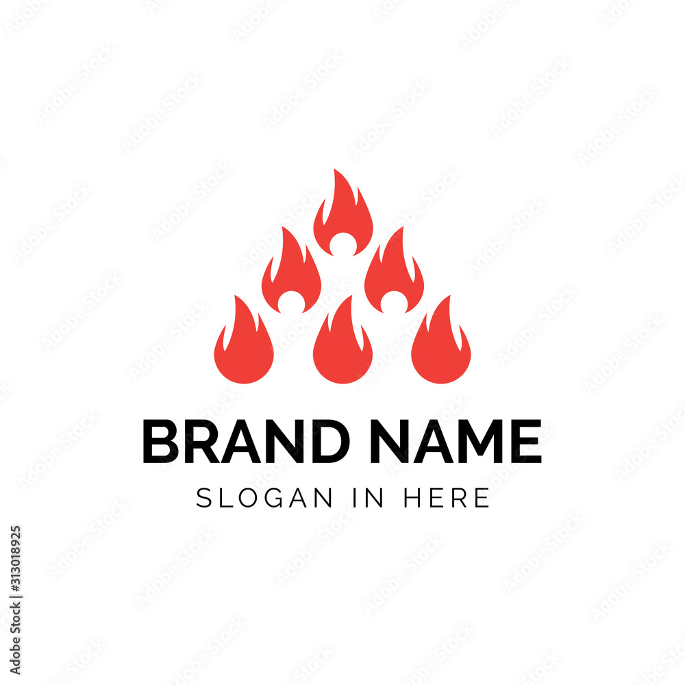 flame icon with people inside with negative space style its represent ...