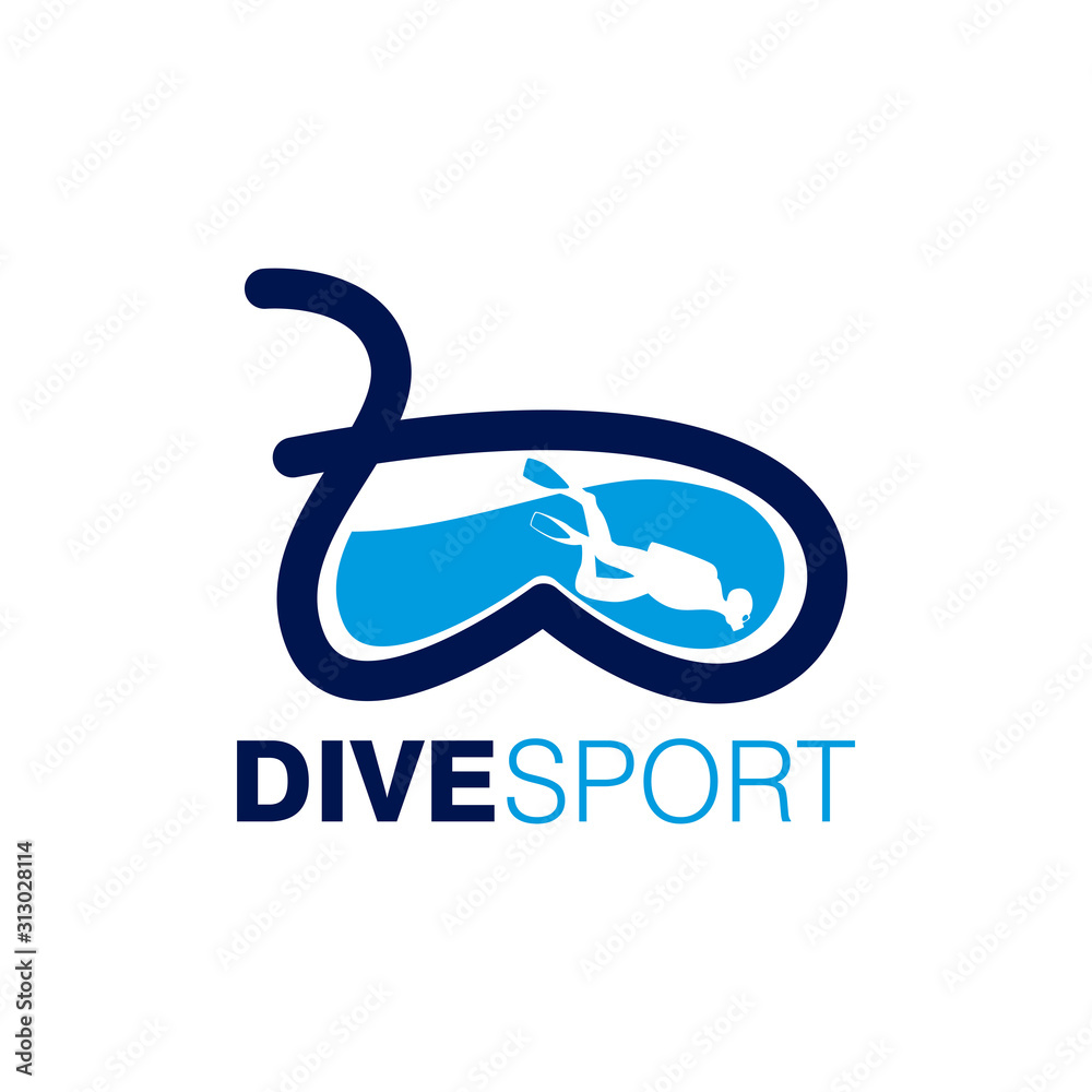 Scuba Diving Logo Design Vector Template Stock Vector | Adobe Stock