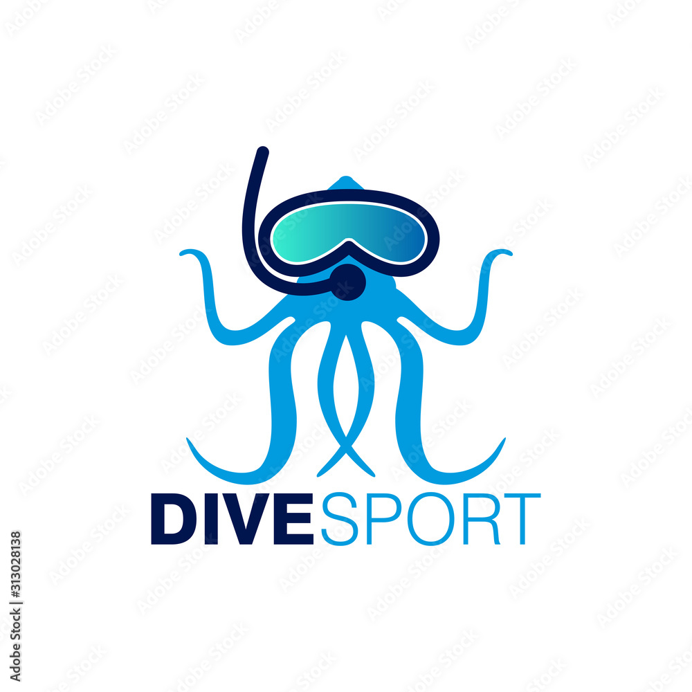 Scuba Diving Logo Design Vector Template Stock Vector | Adobe Stock