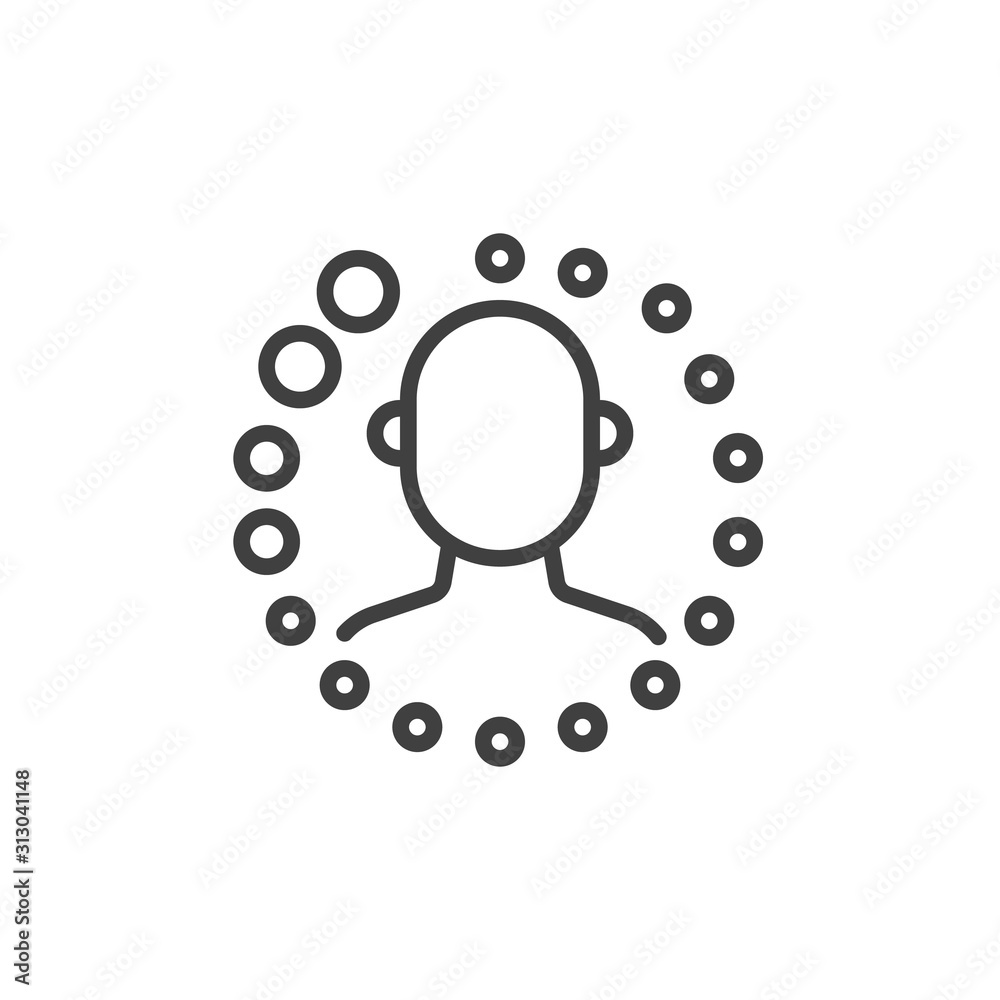 Facial recognition line icon. Biometric identification linear style ...