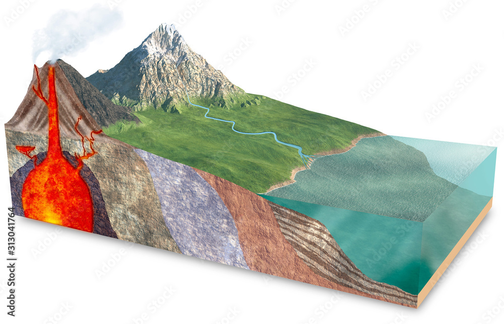 3d terrain slice Stock Illustration | Adobe Stock