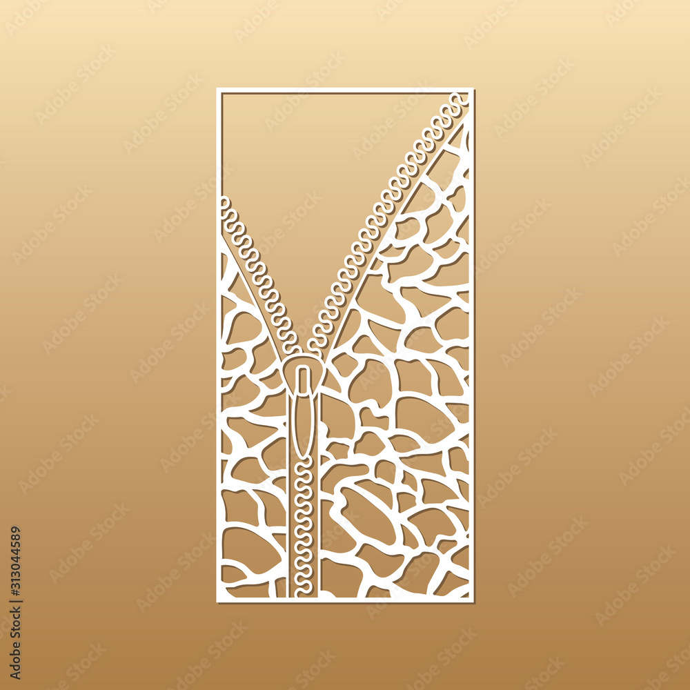 Laser cut vector panel (ratio 1:2). Cutout silhouette with zipper and ...