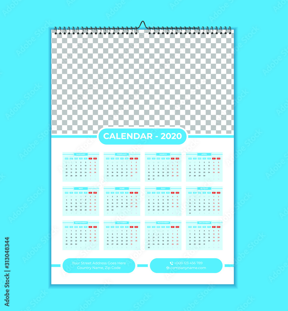 One page wall calendar template Stock Vector | Adobe Stock