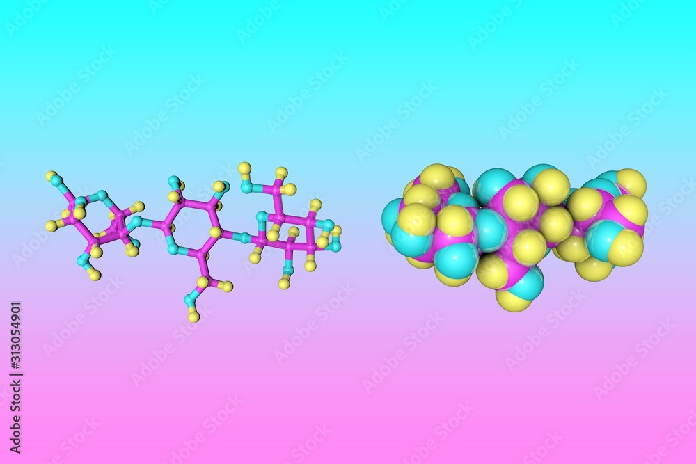 Molecular model of dextrin or maltodextrin, a polysaccharide that is ...