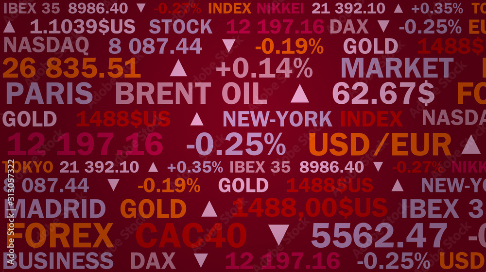 stock market index and real rates with a red shade Stock Illustration ...
