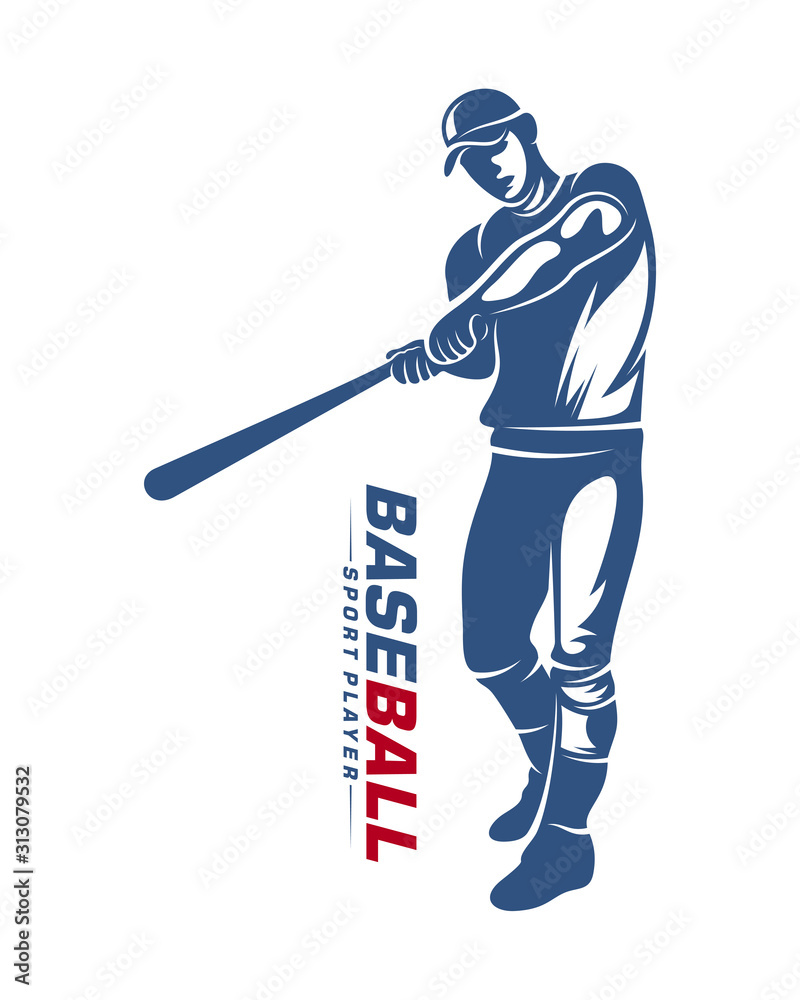 Baseball player vector silhouette. Baseball player logo design. Sport ...