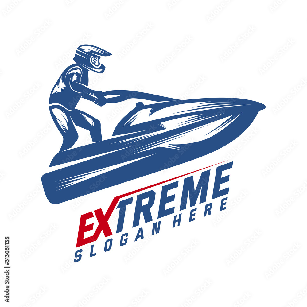 Jet Ski Sports Logo vector, Extreme Jet Ski design vector silhouette ...