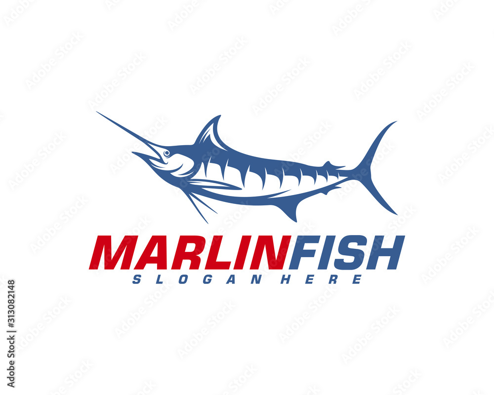 Marlin Fish logo design vector. Fishing logo design template ...
