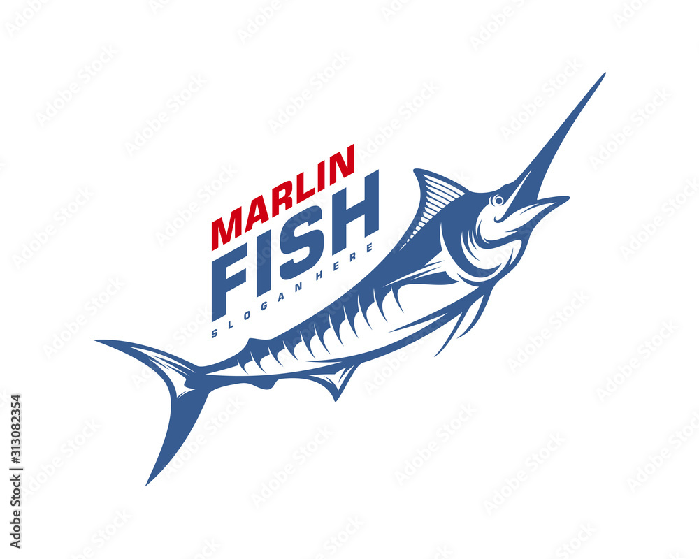 Marlin Fish logo design vector. Fishing logo design template ...
