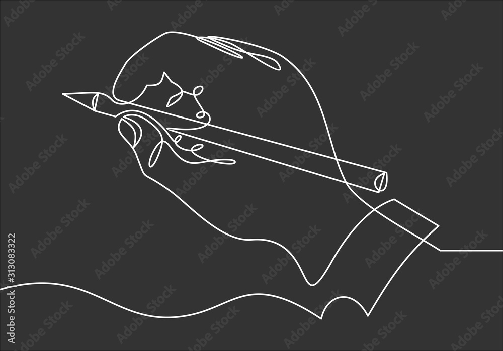 continuous line drawing of hand drawing line with pencil.vector illustration Stock Vector ...