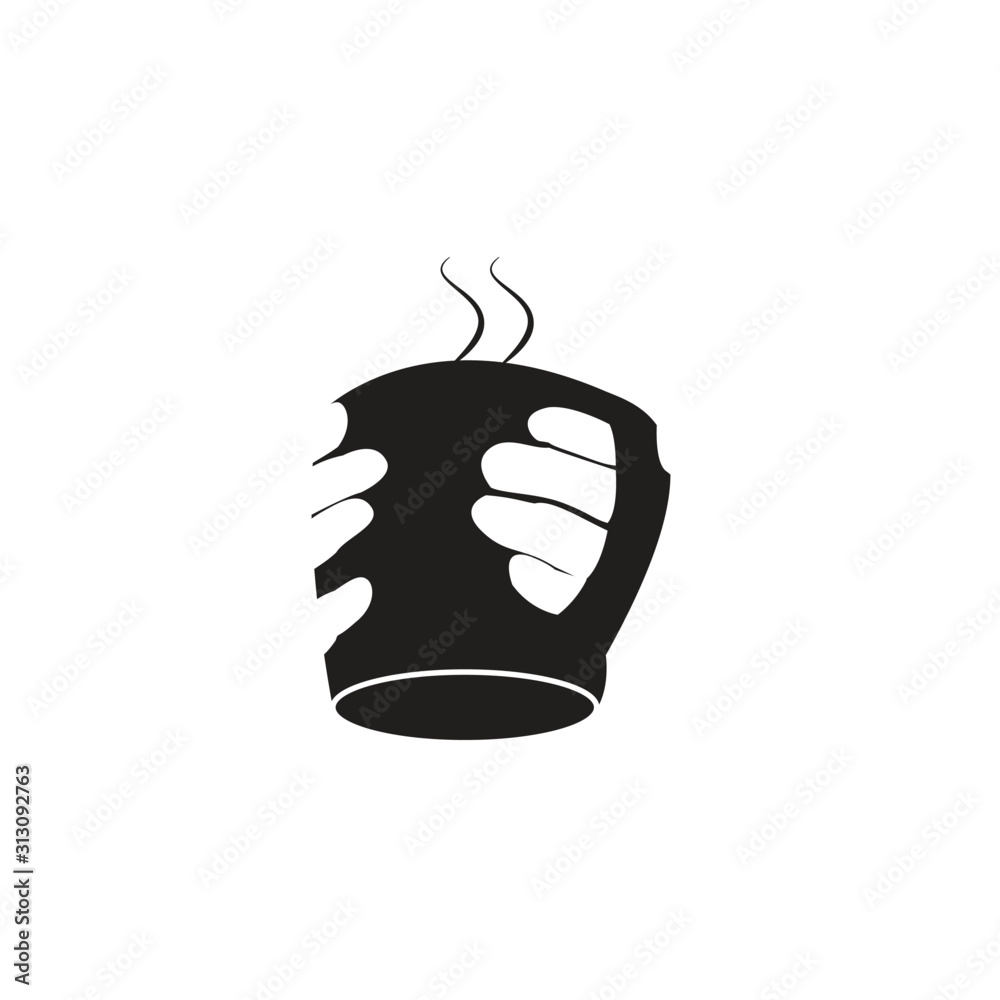 Simple modern negative space logo design of hand and coffee cup for ...
