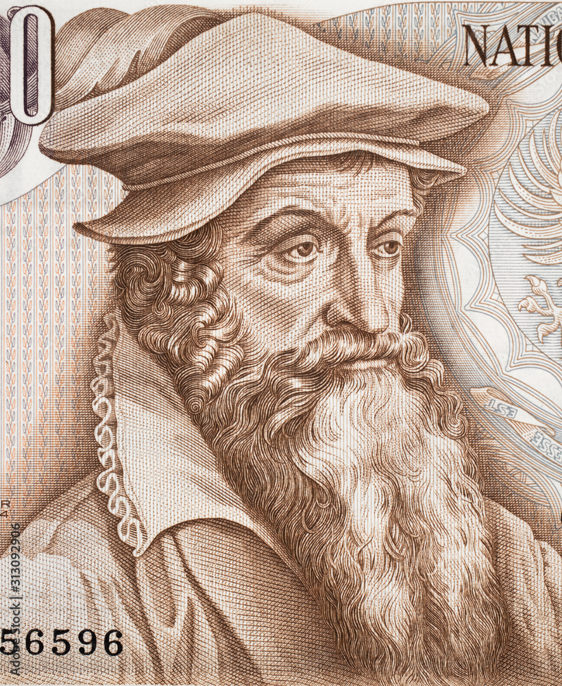Gerardus Mercator (1512 - 1594) portrait on Belgium 1000 francs (1965 ...
