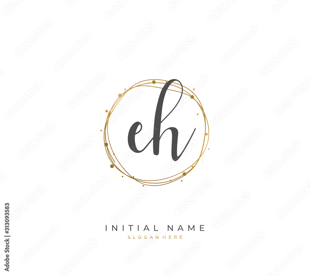 Handwritten letter E H EH for identity and logo. Vector logo template ...