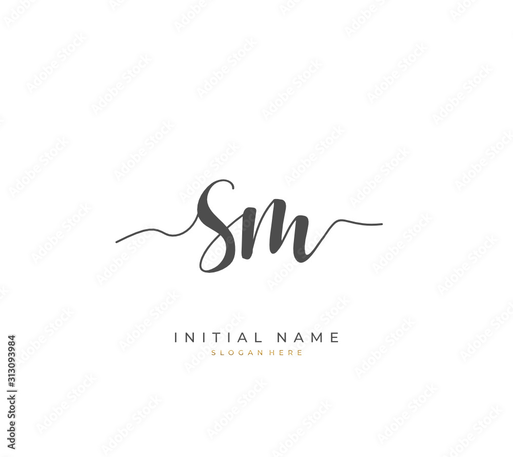 Handwritten letter S M SM for identity and logo. Vector logo template ...