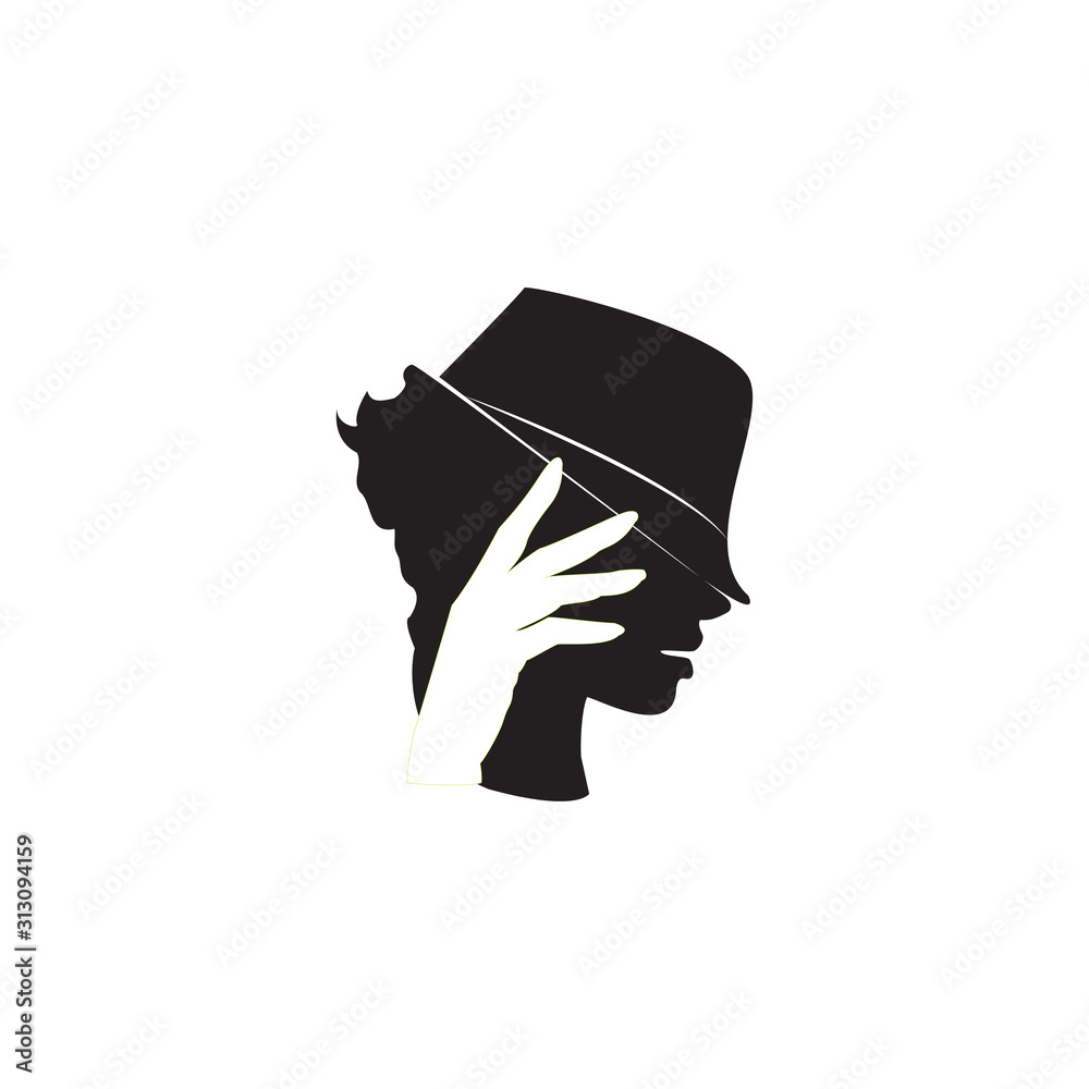 Simple modern negative space logo design of hand and woman face for ...