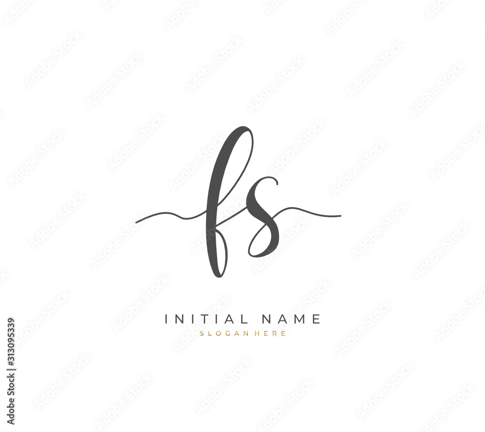Handwritten letter F S FS for identity and logo. Vector logo template ...